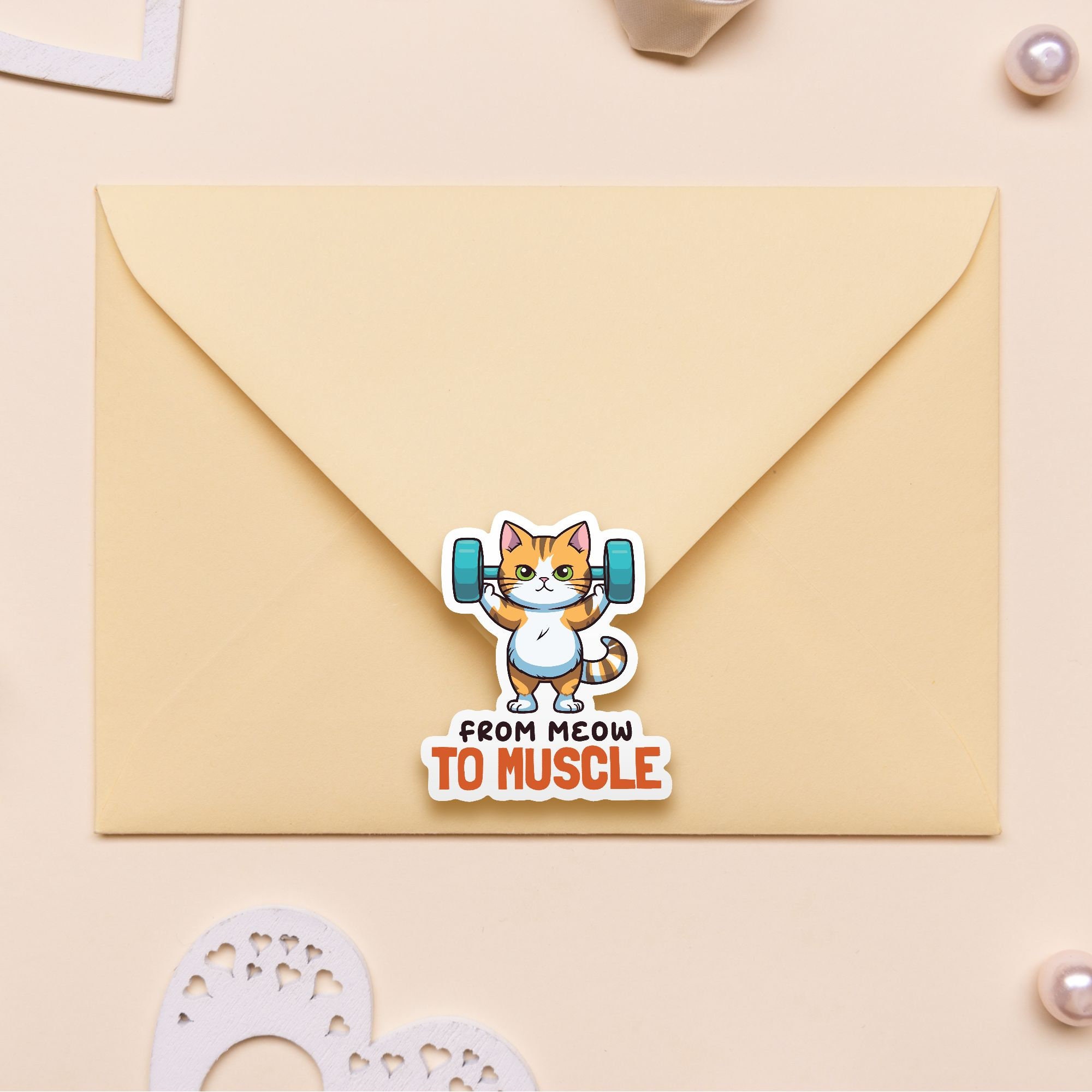 Meow to Muscle Sticker Funny Cat Sticker Gym Stickers Cartoon - Etsy