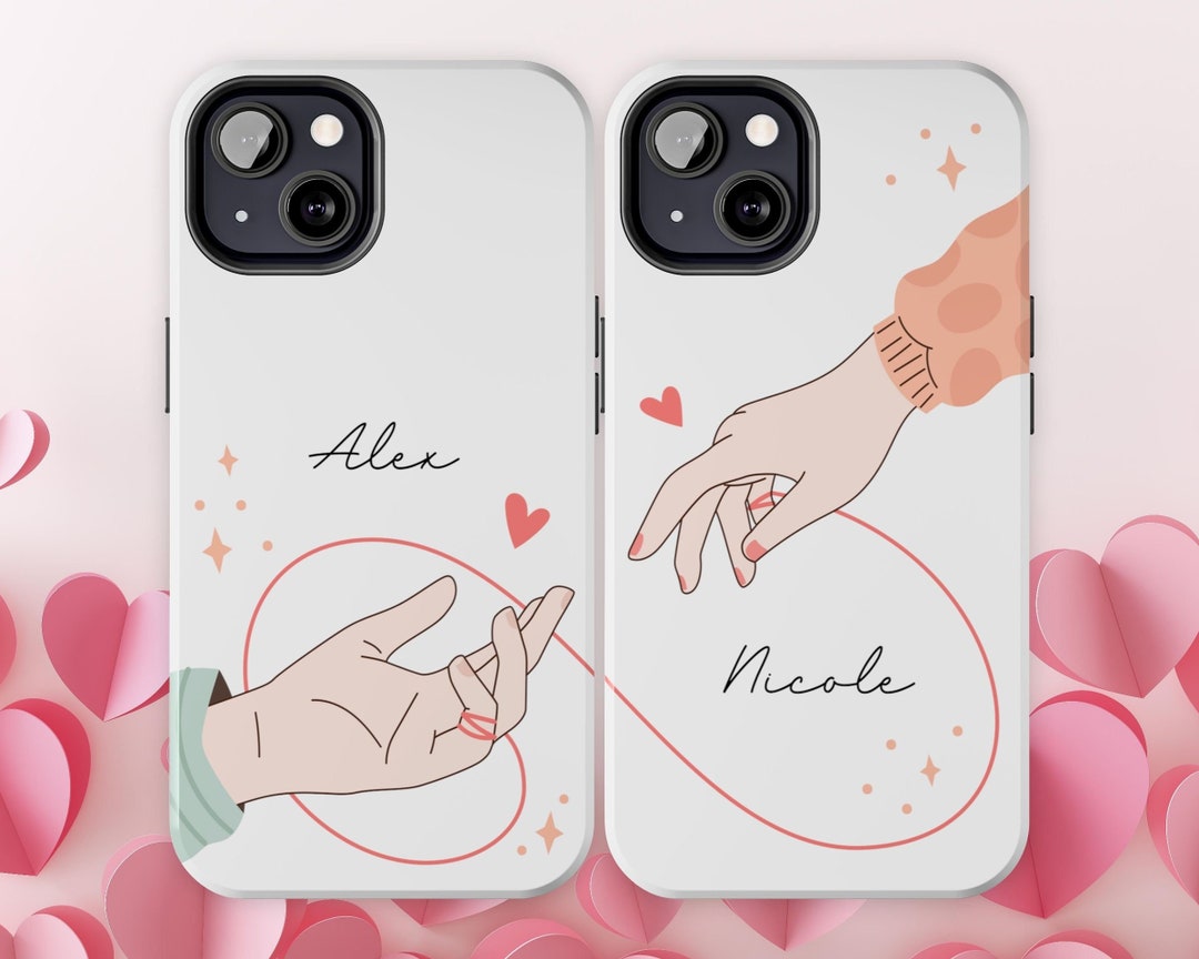Two Custom Couple Phone Cases Custom Name Phone Case Set Personalized ...