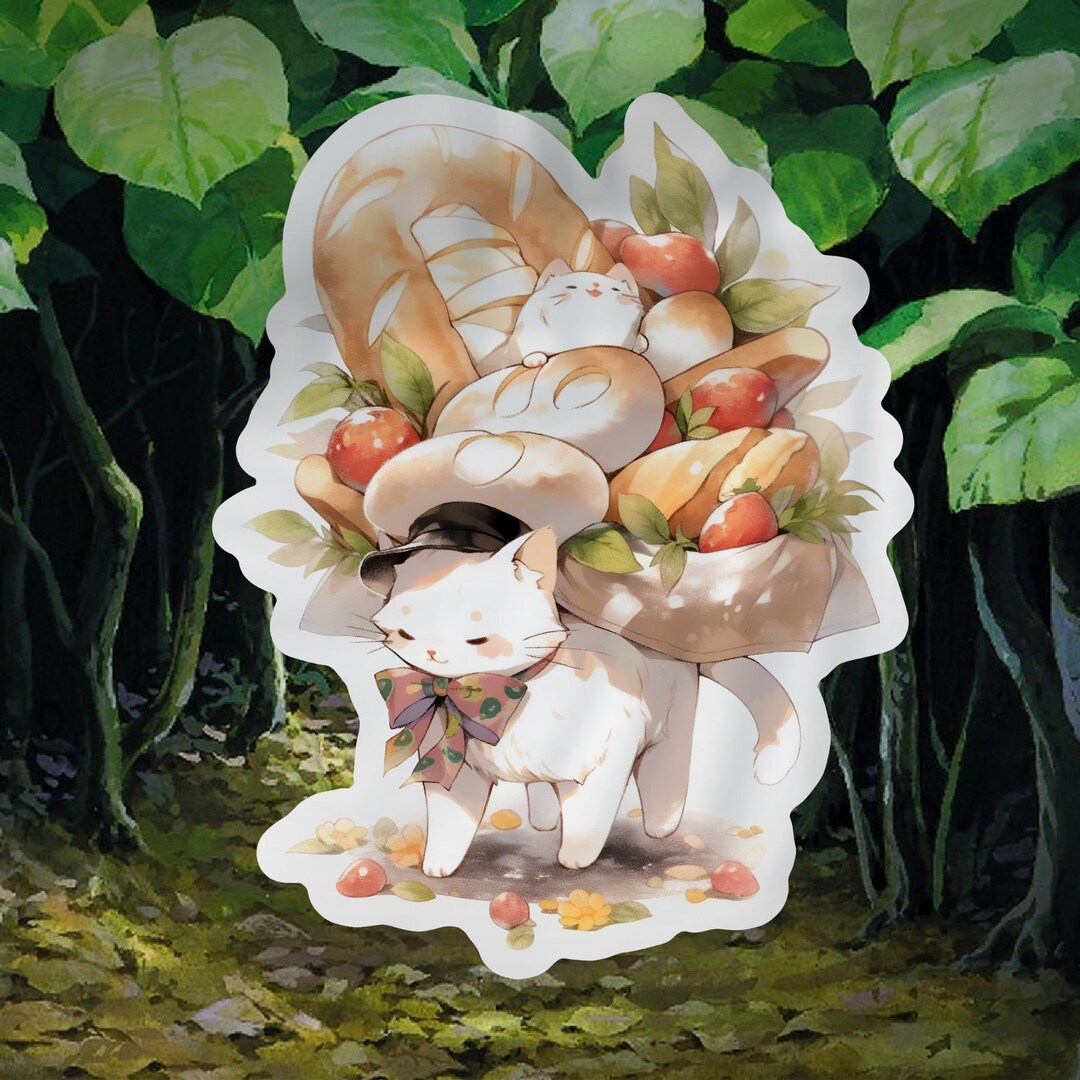 White Cat Sticker Cute Cat Sticker Anime Cat Sticker Anime Animal ...