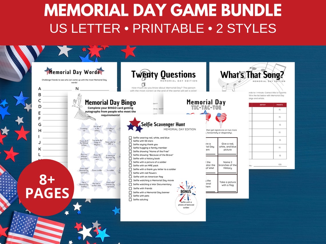 Memorial Day Printable Games Bundle Patriotic Game Bundle - Etsy