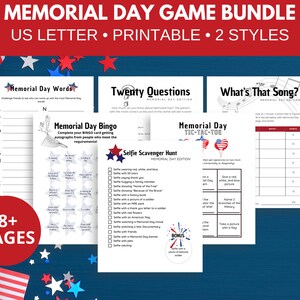 Memorial Day Printable Games Bundle Patriotic Game Bundle - Etsy