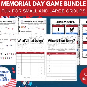 Memorial Day Printable Games Bundle Patriotic Game Bundle - Etsy
