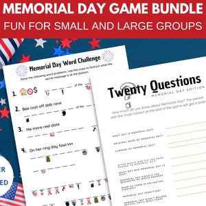 Memorial Day Printable Games Bundle Patriotic Game Bundle - Etsy