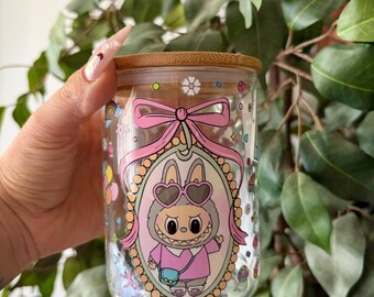 Labubu Glass Tumbler With Straw| Coffee Tumbler With Labubu| Labubu ...