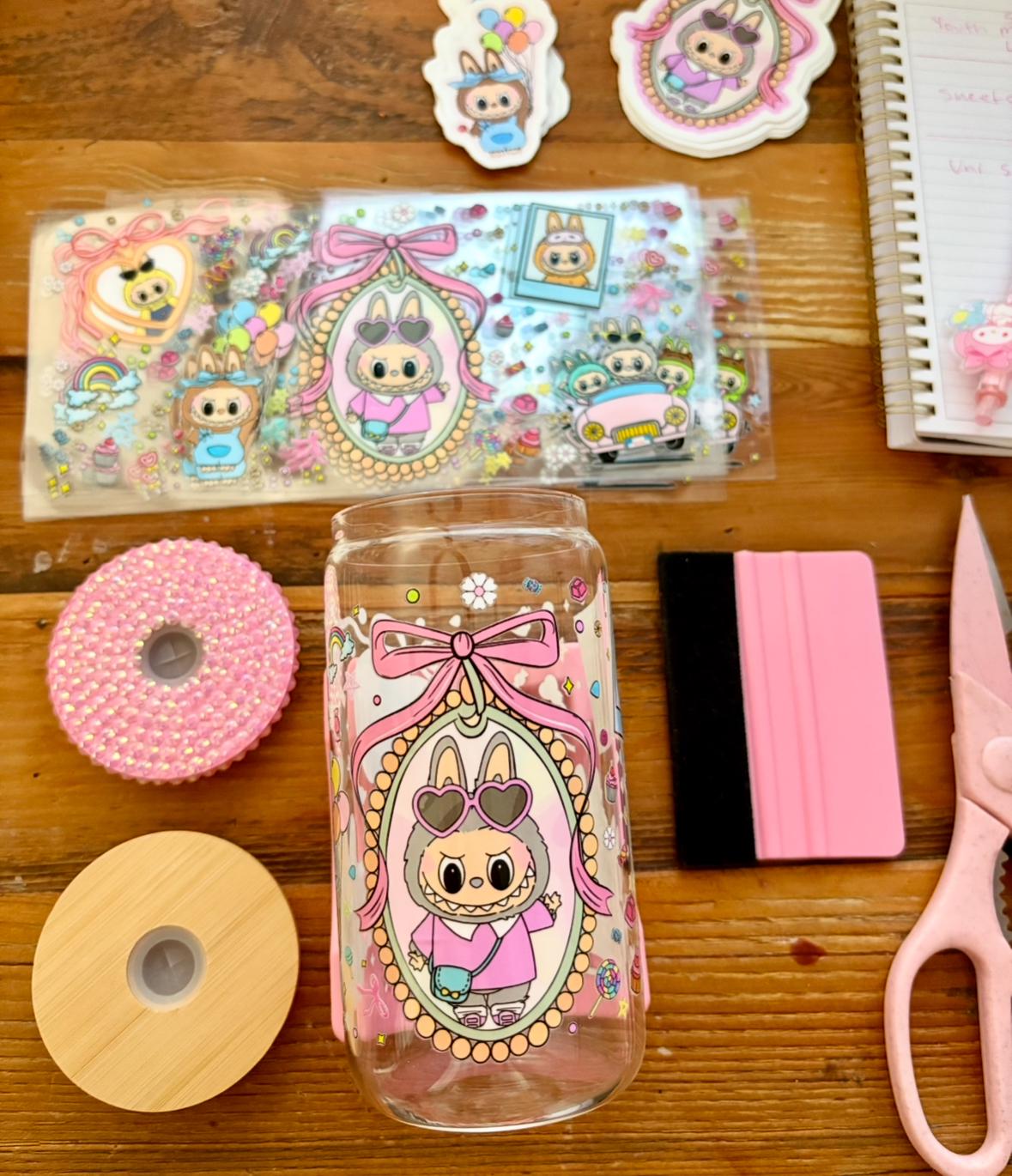 Labubu Glass Tumbler With Straw| Coffee Tumbler With Labubu| Labubu ...