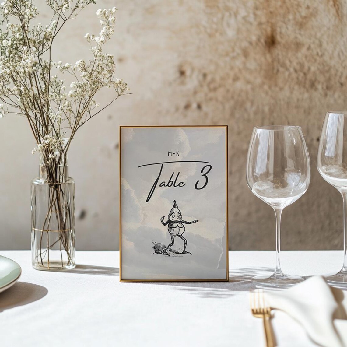 Whimsical Table Number Sign Cards, Digital Template, Customizable With ...