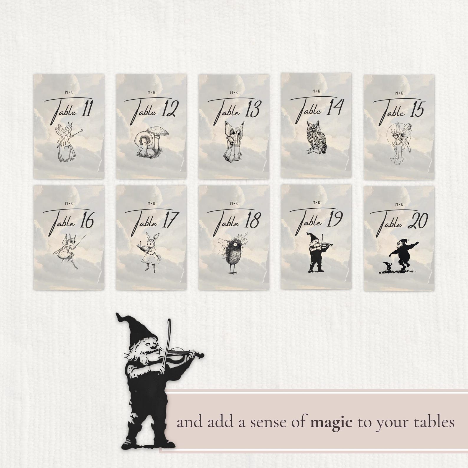 Whimsical Table Number Sign Cards, Digital Template, Customizable With ...