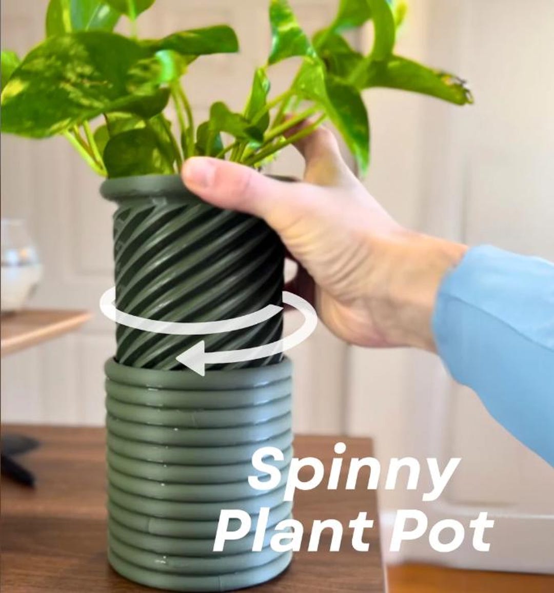 Spinny Plant Pot – Rotating Planter With Drainage Holes – Modern Pot ...