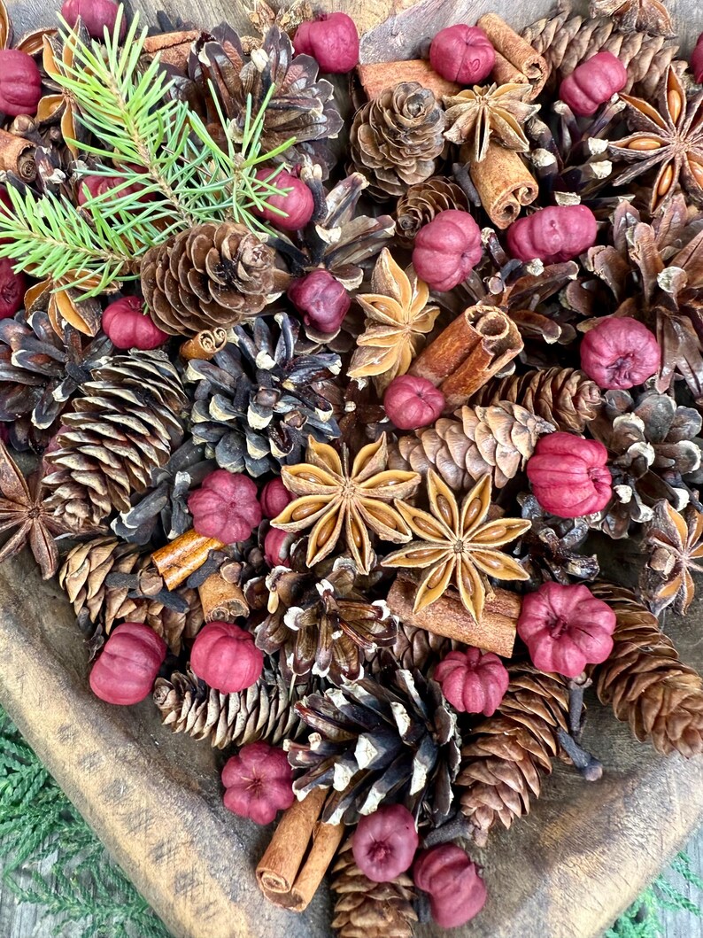Yule Cinnamon Spice, 4 Cups Pine Cone Potpourri, Christmas Bowl Filler ...