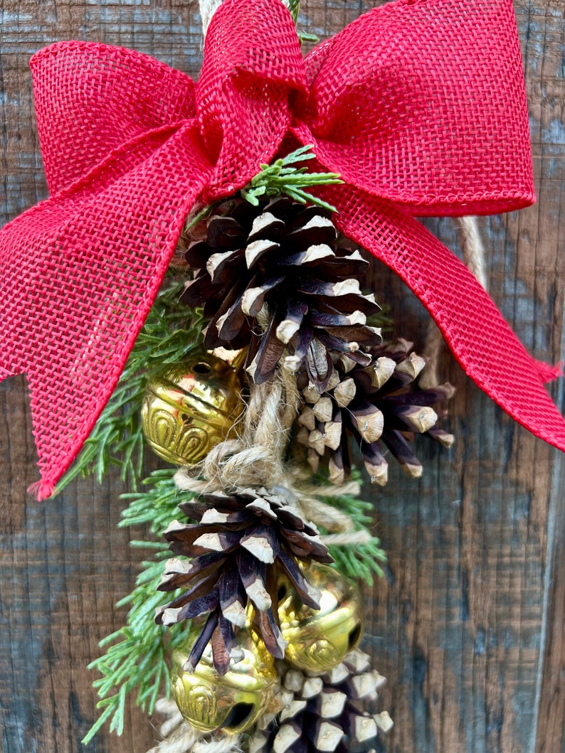 Yule Witch Bells, Sleigh Bells, Natural Pine Cones, Doorknob Hanger ...