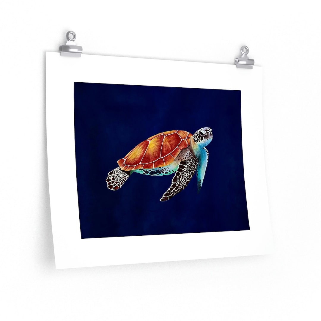 Original Realistic Green Sea Turtle Gouache Painting - Etsy