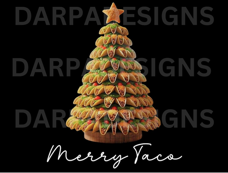 Holiday Taco Graphic, Merry Taco Png, Taco Christmas Tree, Festive Food ...