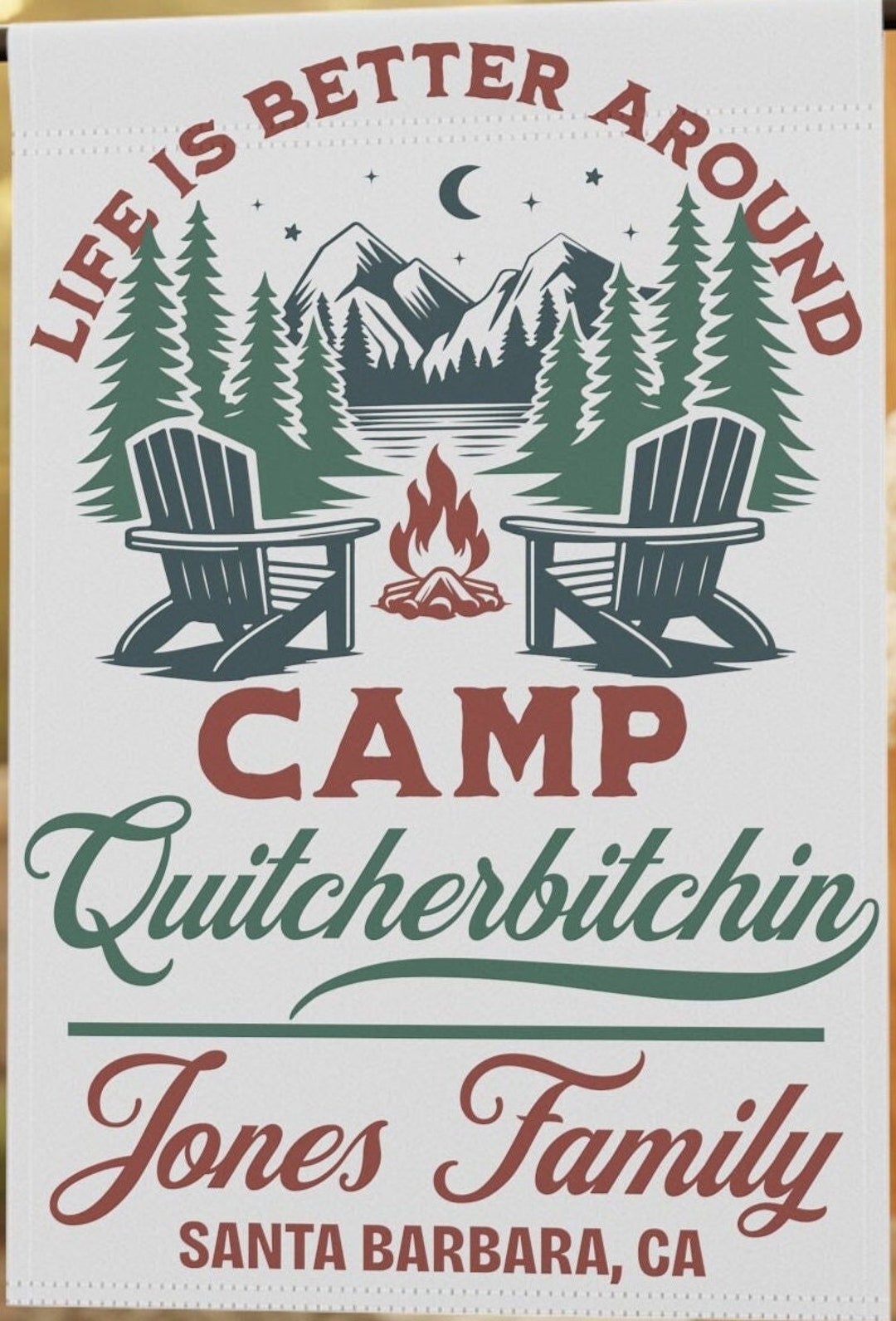 Personalized Camp Quitcherbitchin Flag Camp Name Sign Custom Garden ...
