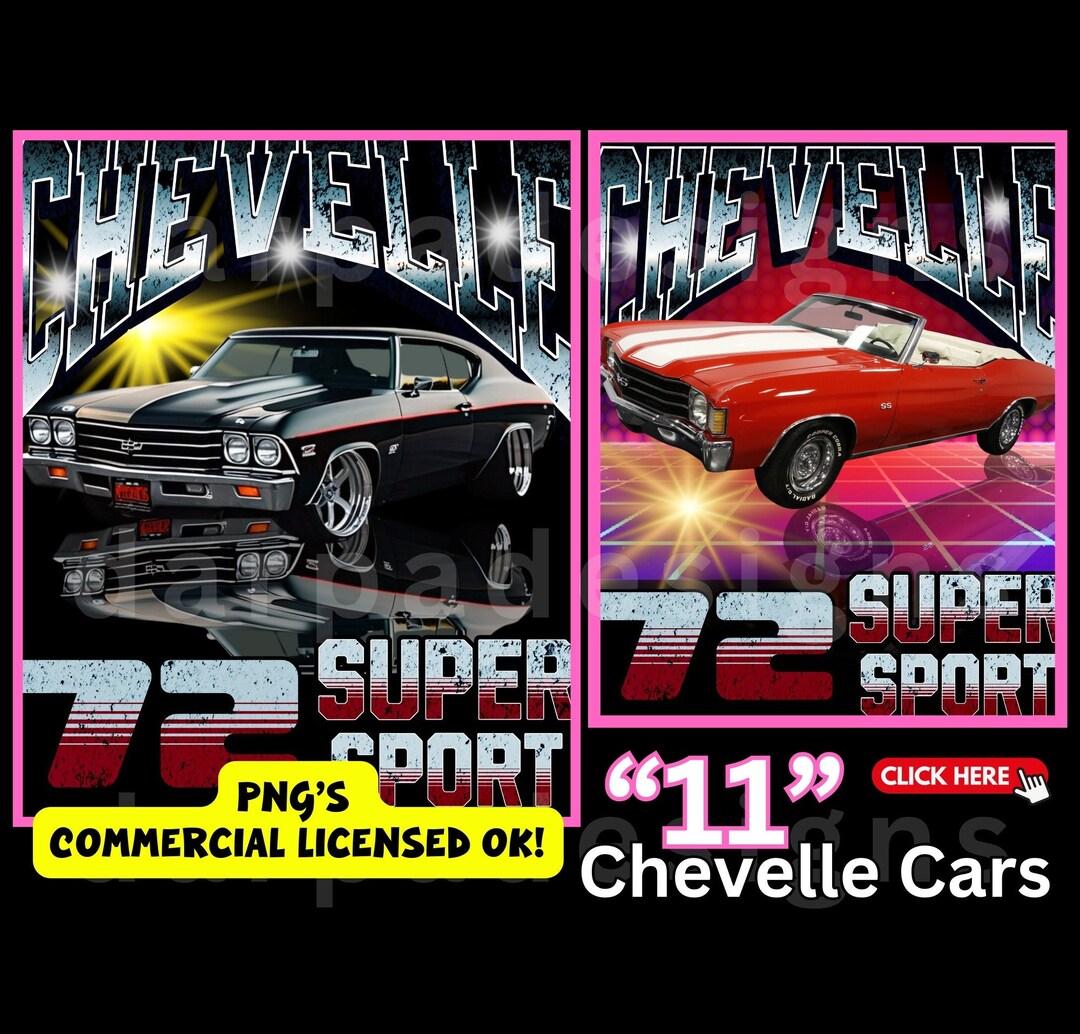Chevelle 72 Super Sport Car PNG, Digital Download Car Illustration ...
