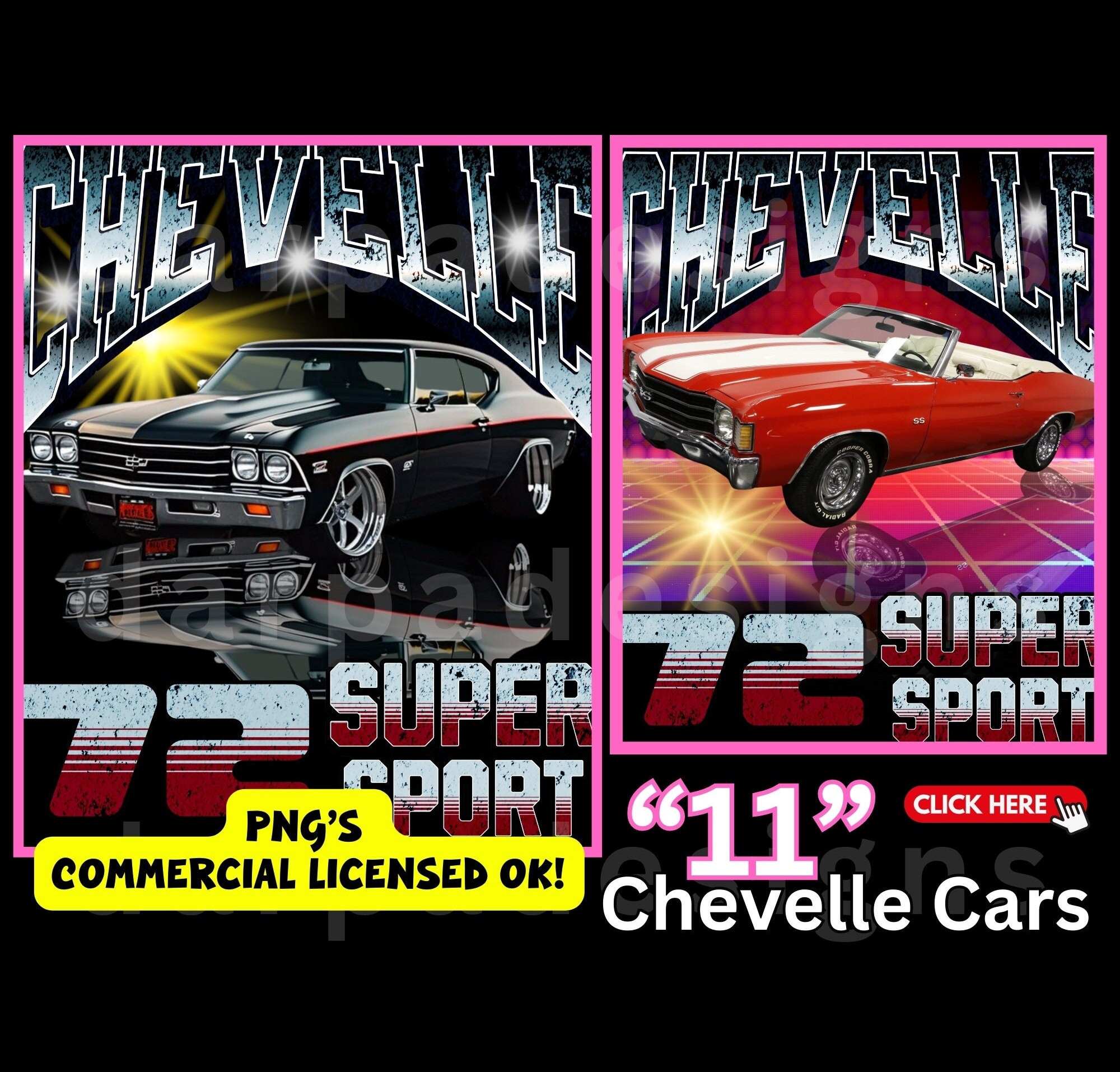Chevelle 72 Super Sport Car PNG, Digital Download Car Illustration ...