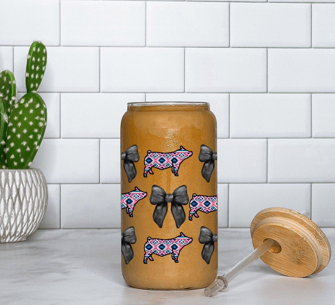 Aztec Pig Glass Sipper Cup, Trendy Swine Cup, Coffee Cup for Swine ...