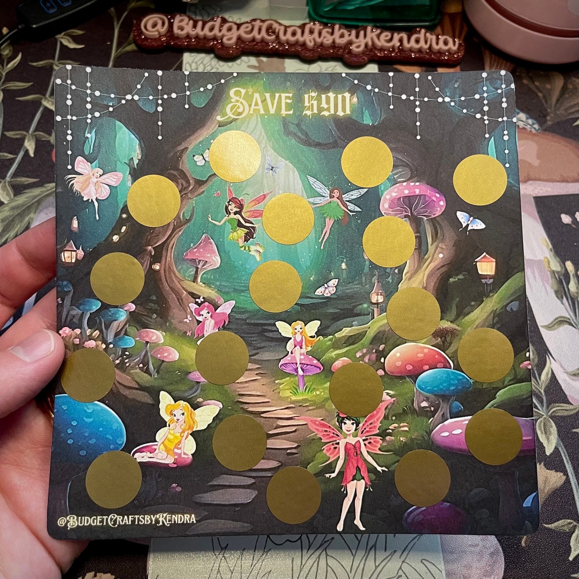 Woodland Fairies 6"x6" Scratch off Savings Challenge Save 90 - Etsy