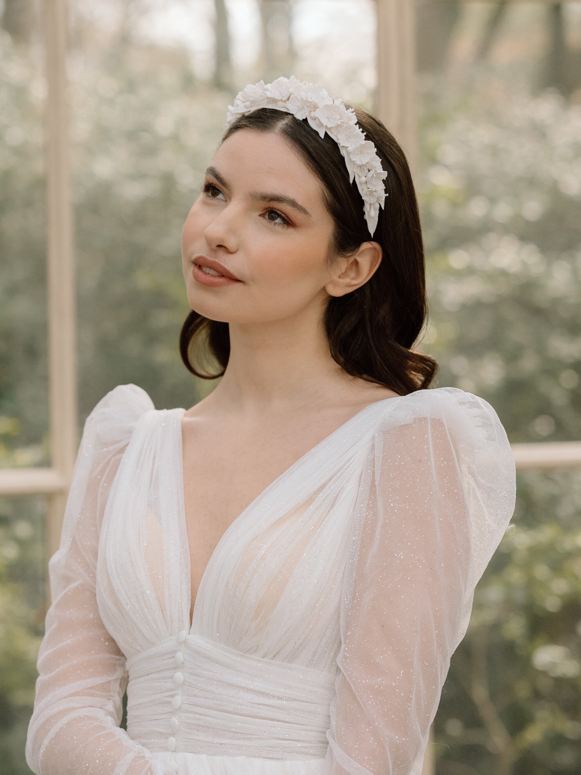 ATHENA | White Flower Bridal Headband, Bridal Floral Headpiece, Flower ...