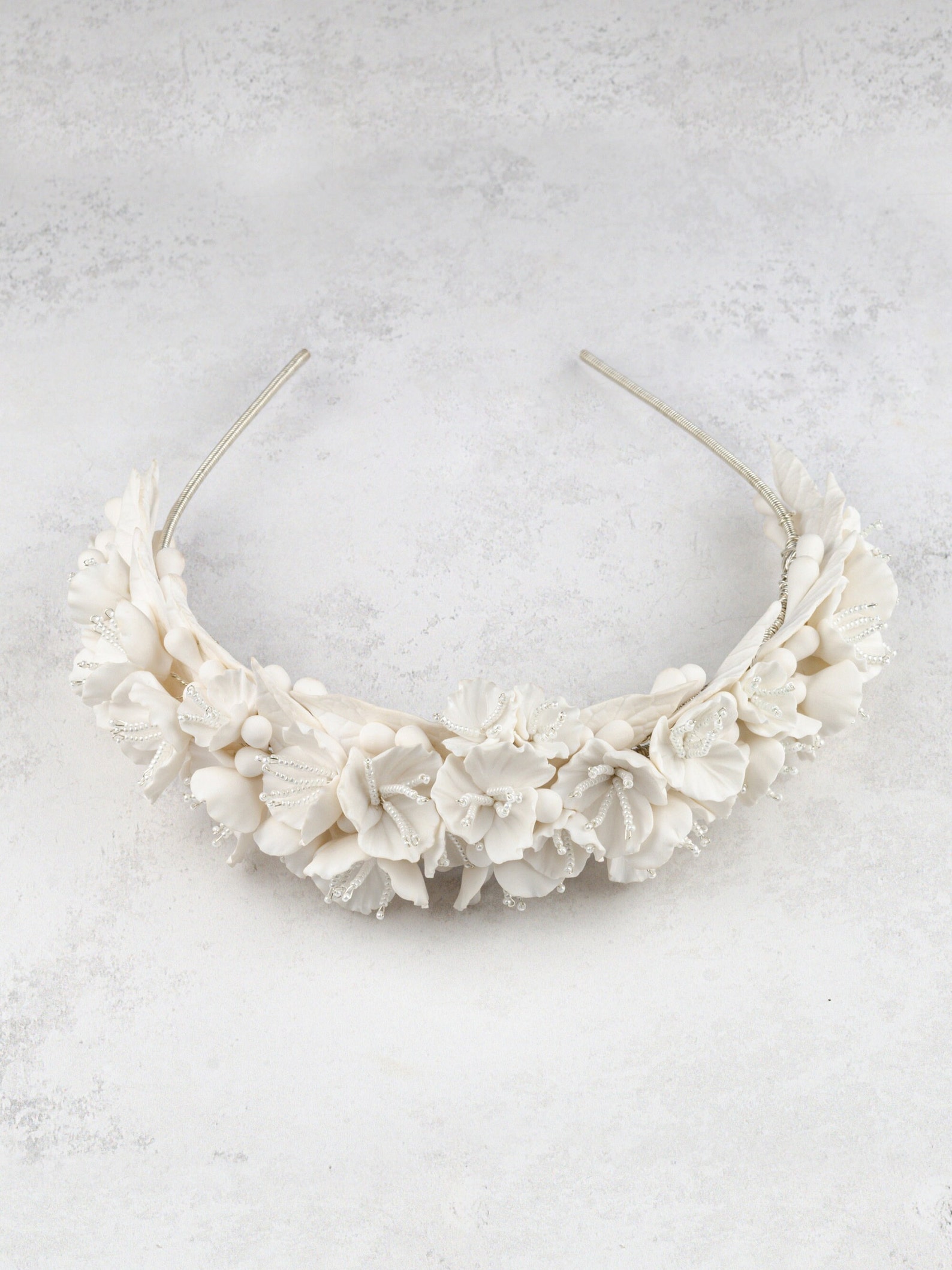 ATHENA | White Flower Bridal Headband, Bridal Floral Headpiece, Flower ...