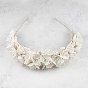 ATHENA White Flower Bridal Headband, Bridal Floral Headpiece, Flower ...