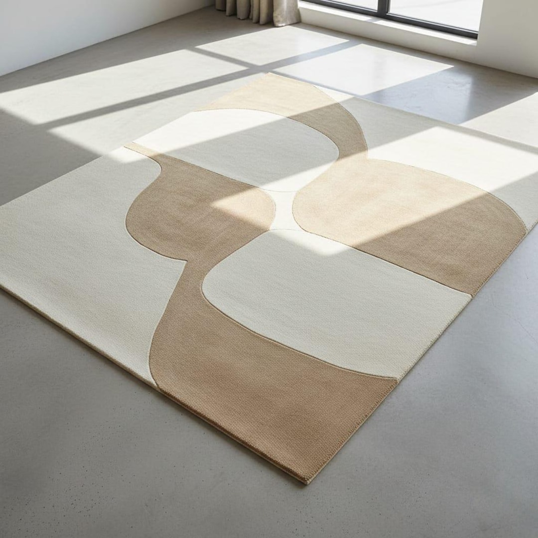 Modern Abstract Hand Tufted Rug – Neutral Beige & Ivory Area Rug ...