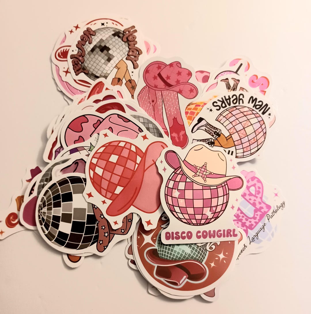 Cowgirl Disco Ball Western Stickers Bachelorette Party Favor Nashville ...