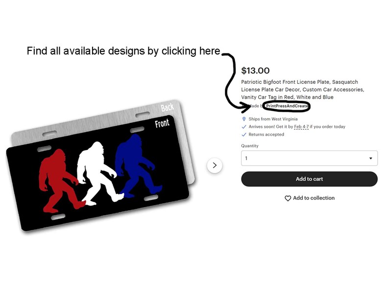Patriotic Bigfoot License Plate, Sasquatch Front License Plate Car ...