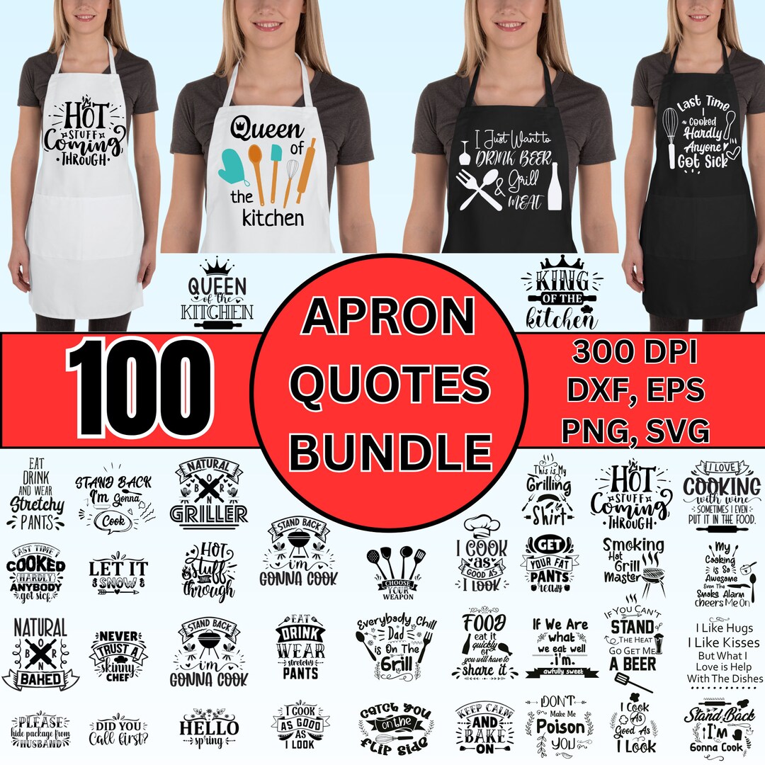 100 Funny Apron SVG Bundle Craft Your Way to Laughter Kitchen Apron SVG ...