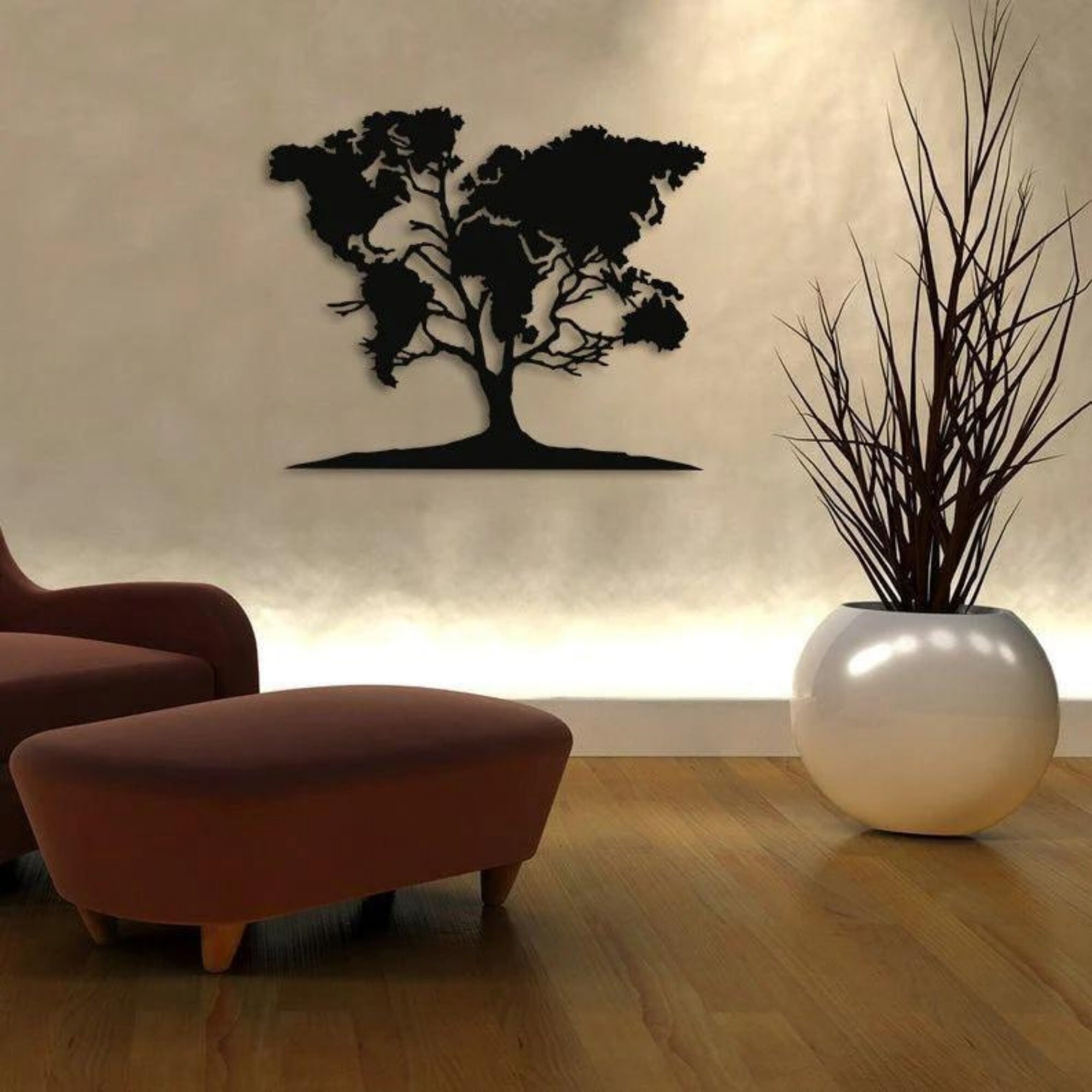 Nature's Embrace: Tree Branch World Map SVG for Unframed - Etsy