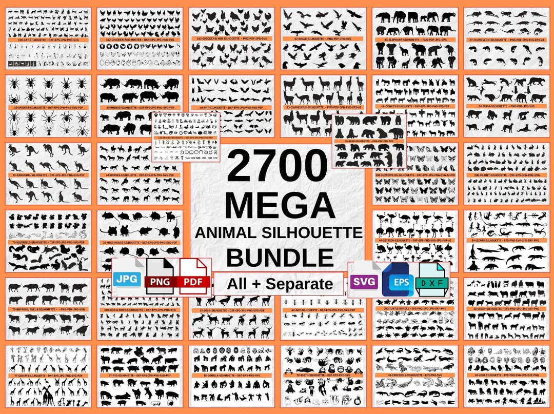 2700 Animal Silhouette Bundle Graphic Separate Animals Svg, Dog Svg ...