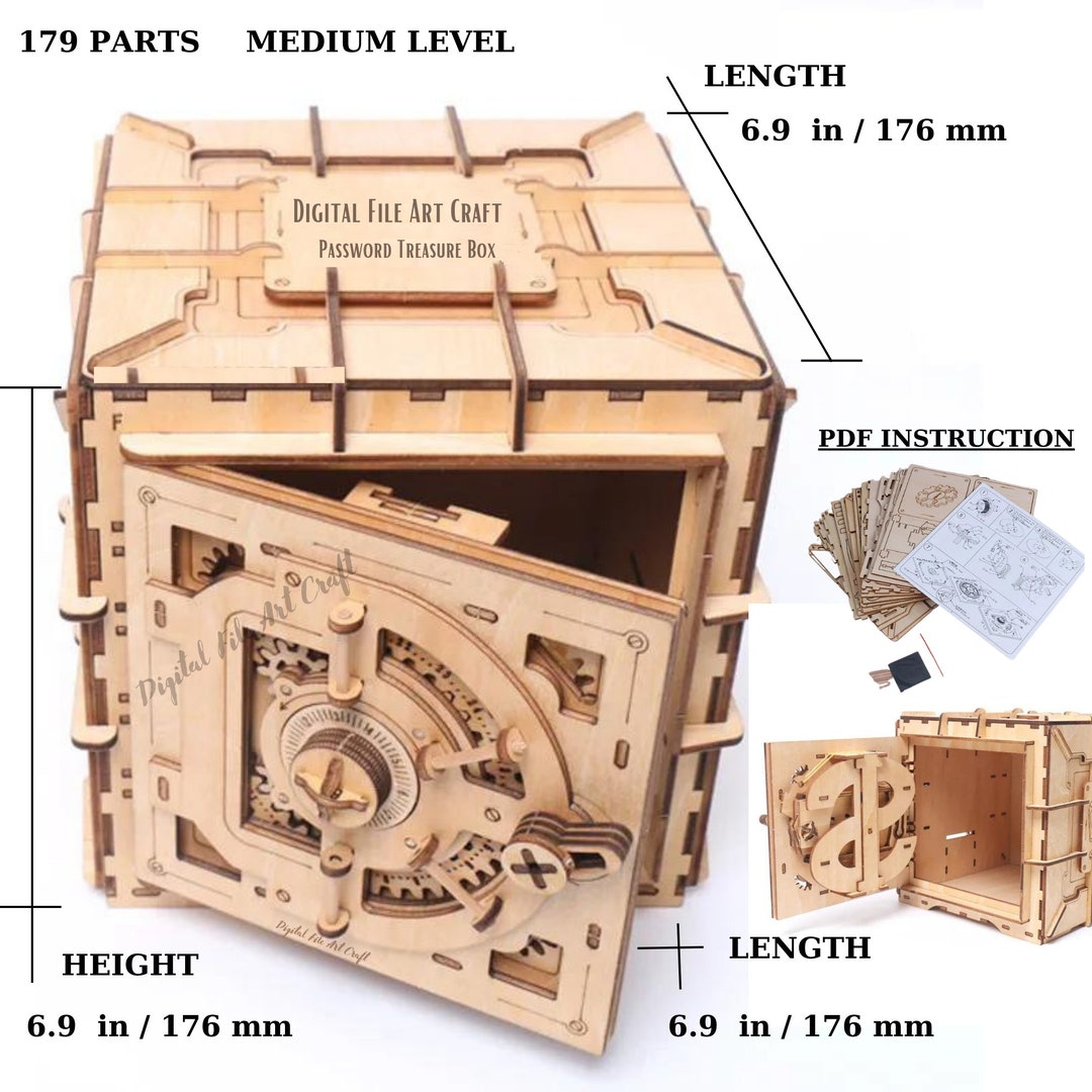 Laser Cut Wooden Safe Money Box Laser Cut Files for Cnc Machines Dxf ...