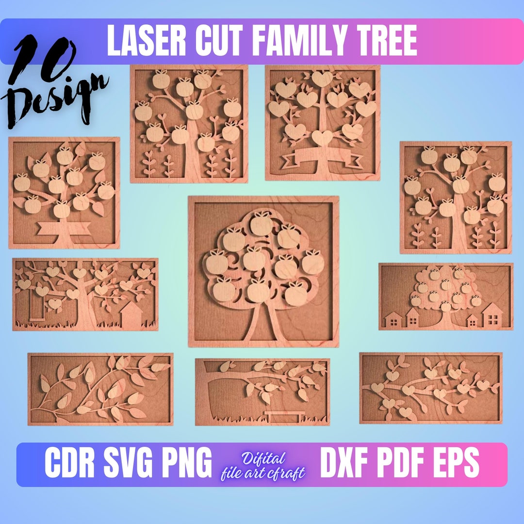 Family Tree Laser Cut SVG Bundle Personalized Designs for - Etsy