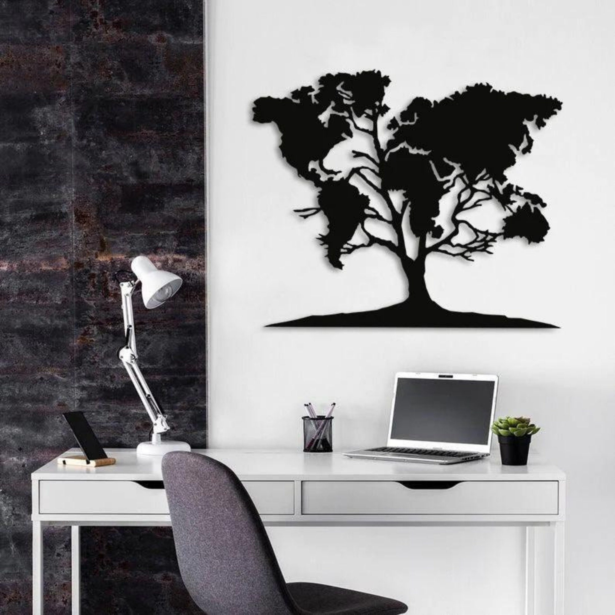 Nature's Embrace: Tree Branch World Map SVG for Unframed - Etsy