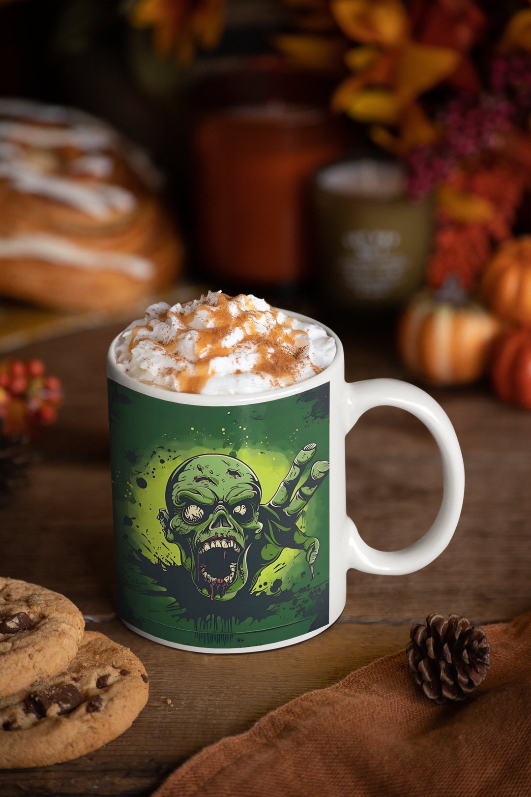 Zombie Halloween Mug, Spooky Horror Coffee Mug, Ghoul Monster Mug ...