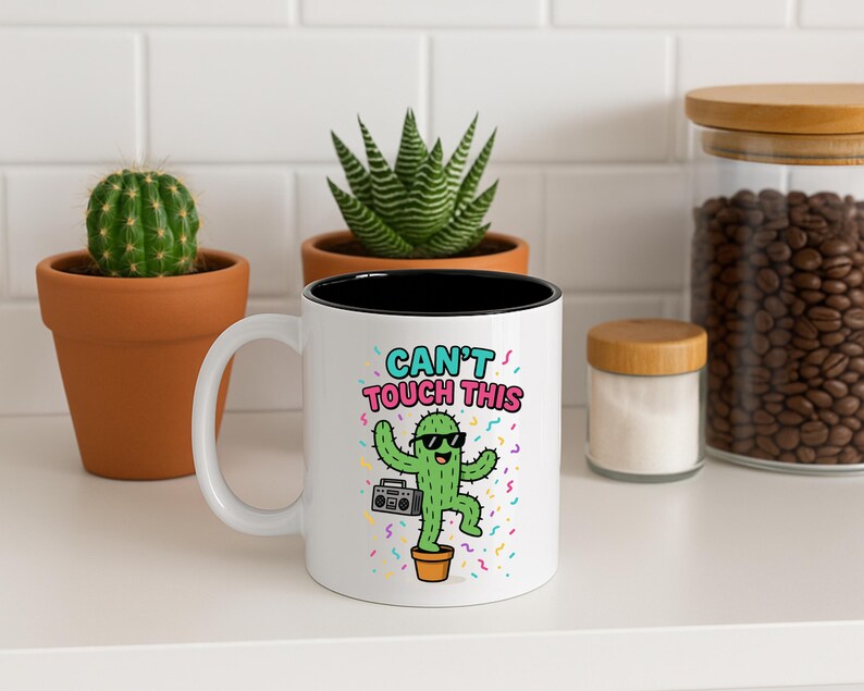 Funny Cactus Mug - Can't Touch This Dancing Cactus With Boombox -cute ...