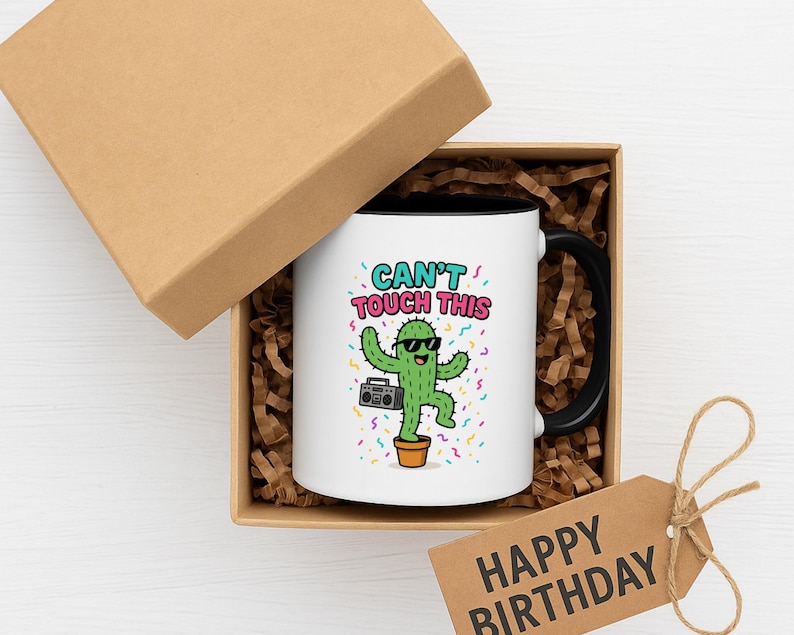 Funny Cactus Mug - Can't Touch This Dancing Cactus With Boombox -cute ...