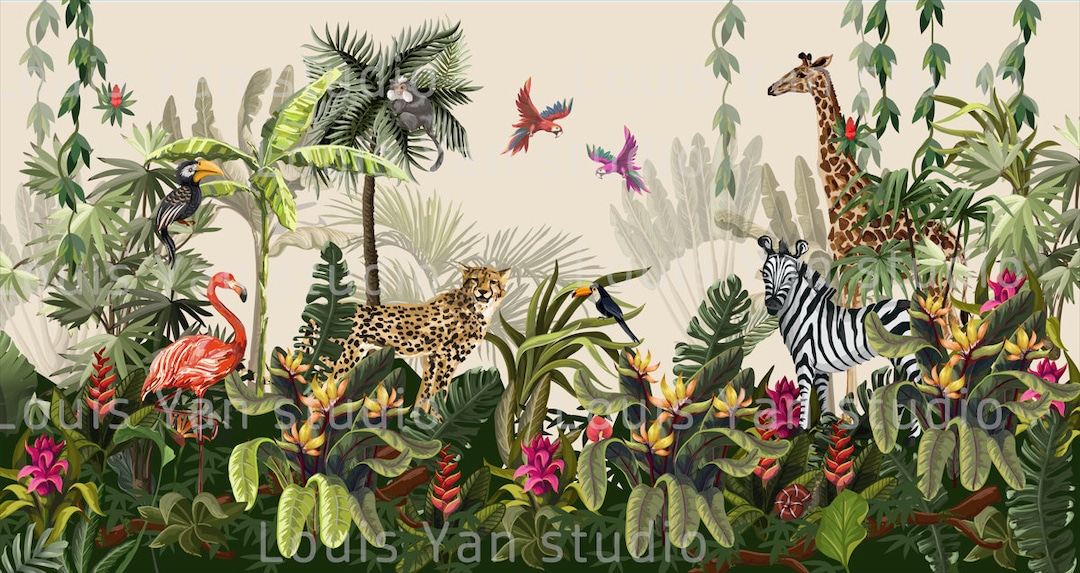 Tropical Wallpaper Murals Printable Modern Decor Wall Art Digital ...