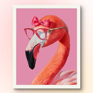 Flamingo Wall Art Pink Flamingo Poster Maximalist Painting Trendy Dorm ...