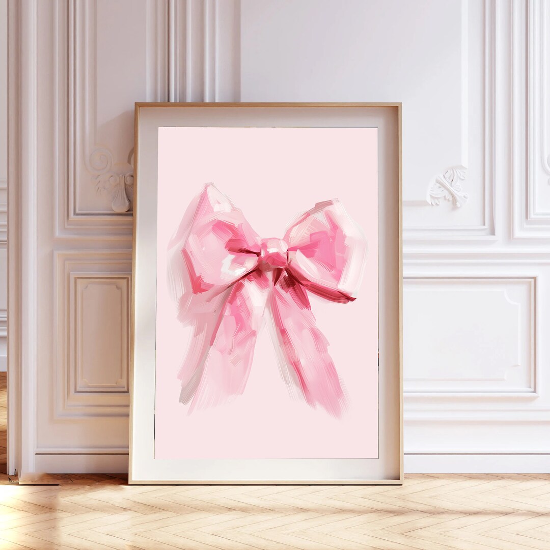 Pink Bow Print Coquette Aesthetic Print Pink Nursery Girly Wall Art ...
