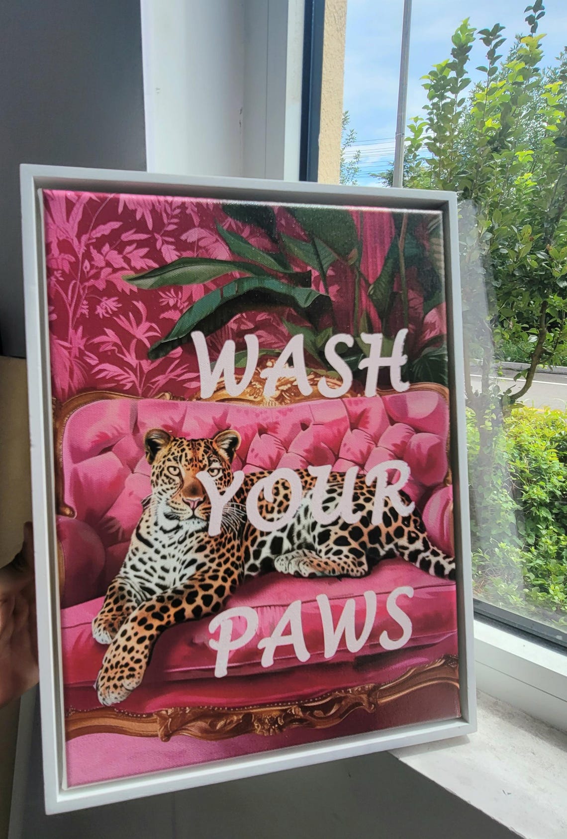 Funny Cheetah Leopard Bathroom Art, Wash Your Paws Printable (digital ...
