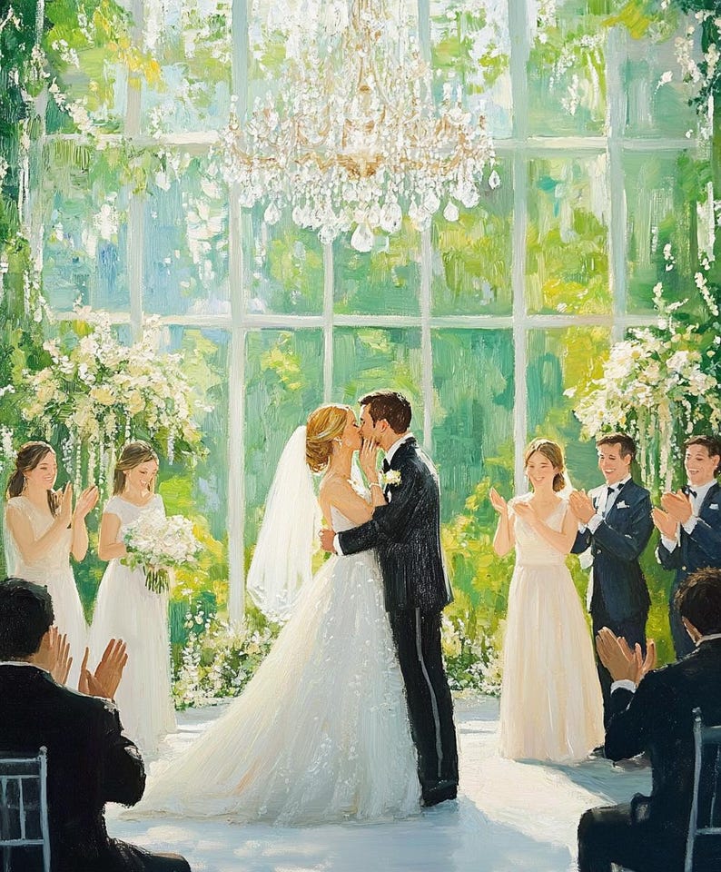 Custom Wedding Oil Painting, Anniversary Keepsake Portrait - Etsy