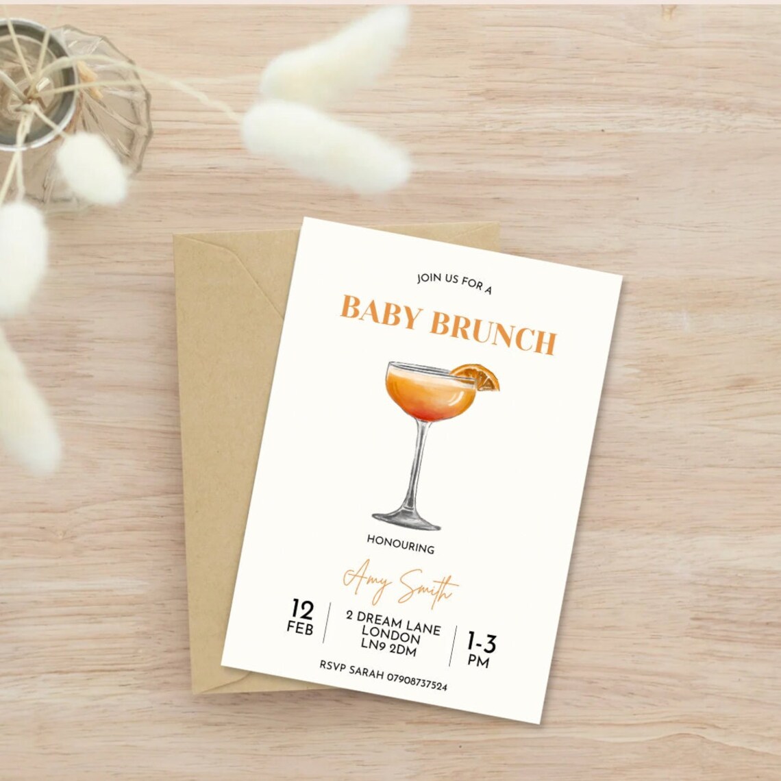 Mocktail Baby Brunch Digital Invitation Template | Cocktail Fruit Baby ...