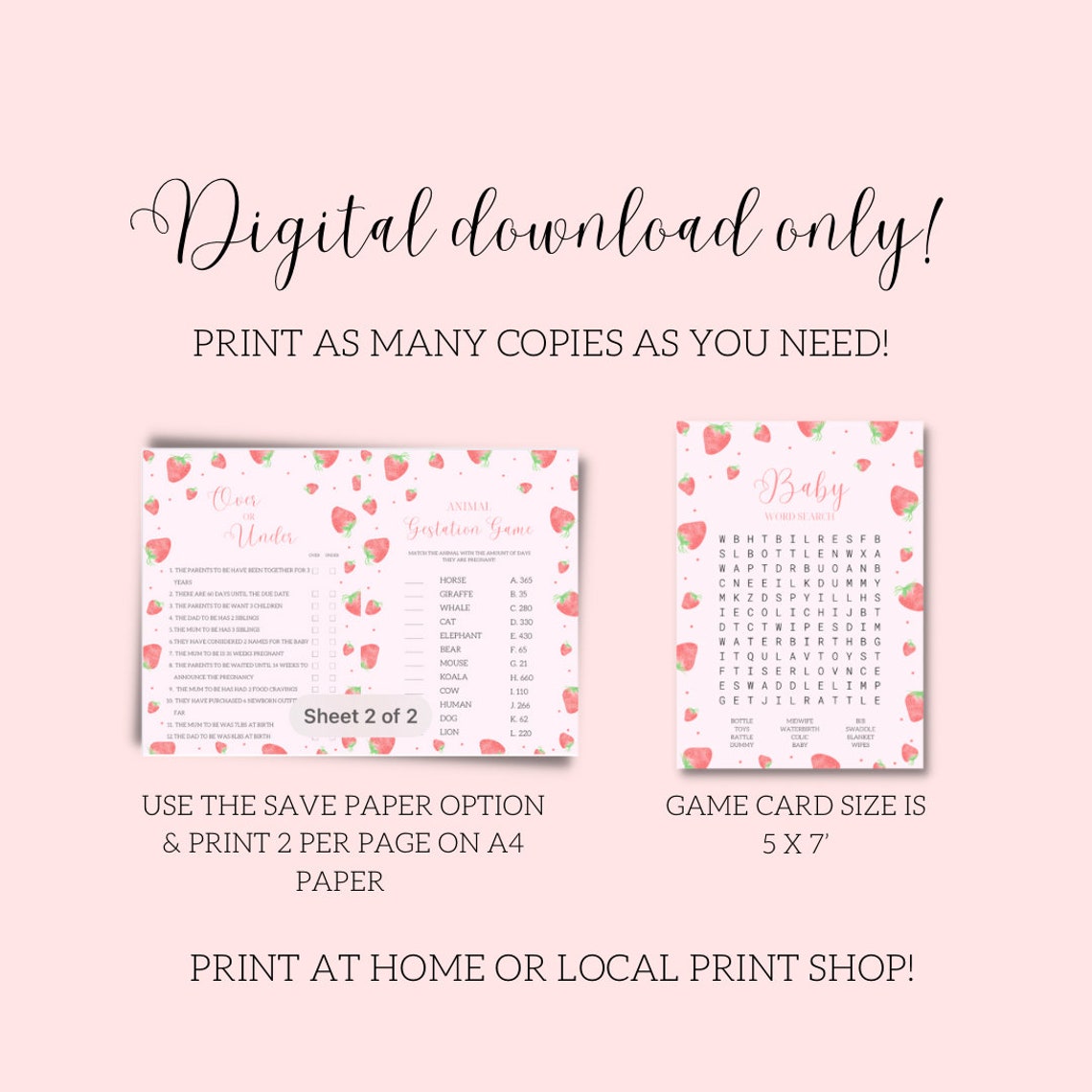 12 Berry Baby Shower Games Printable | Berry Theme Digital Download Fun ...