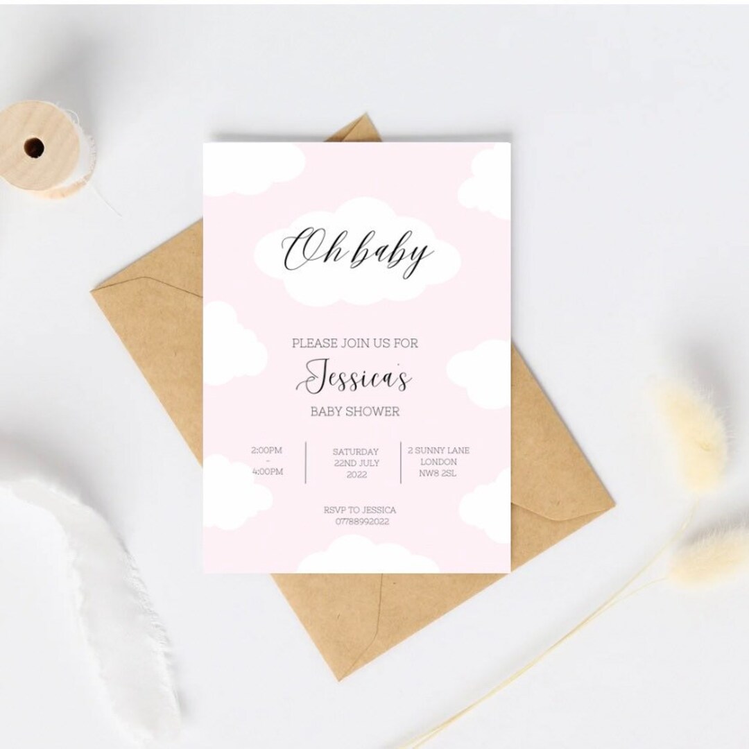 CLOUD THEME Baby Shower Invitation Digital Download | Cloud Oh Baby ...