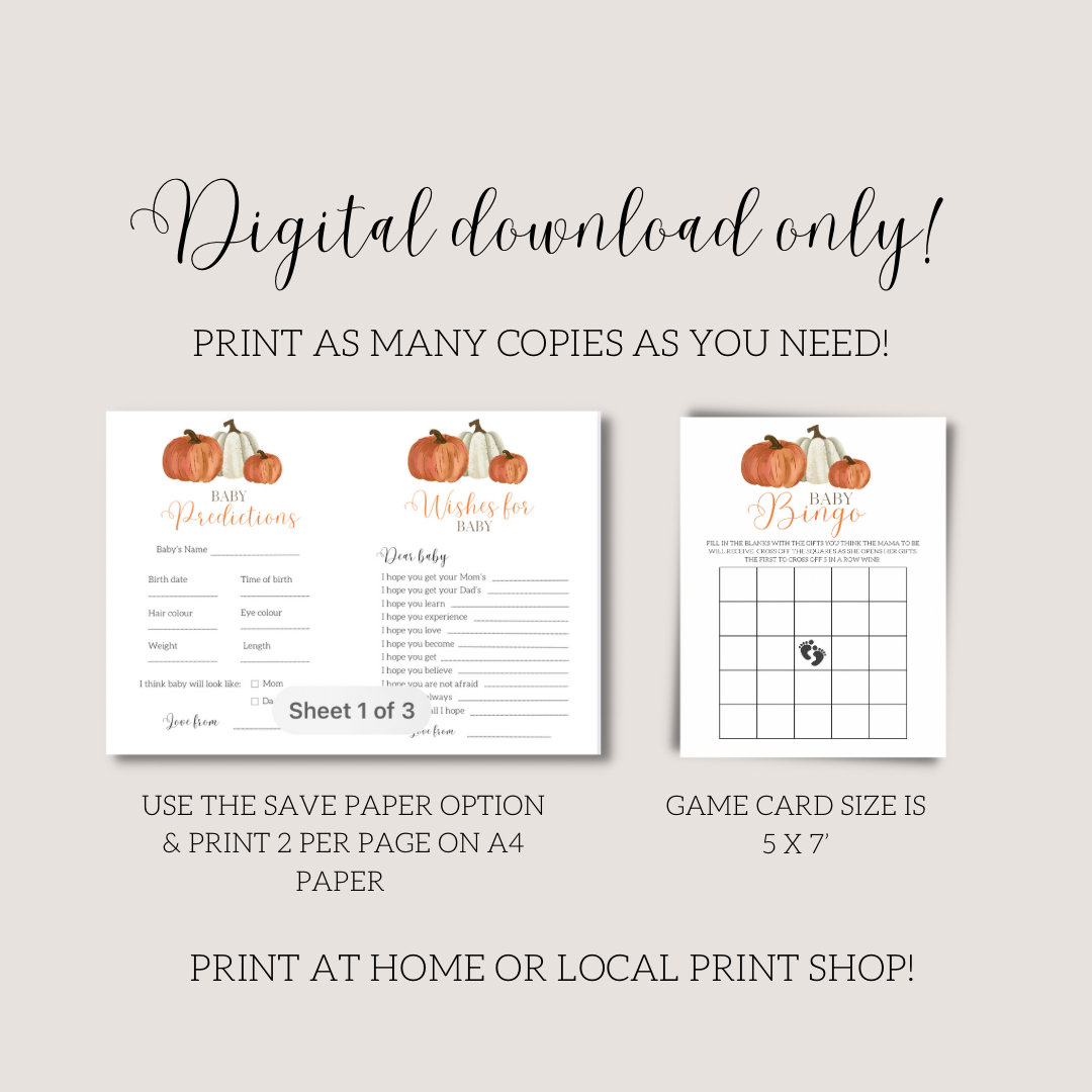 12 Pumpkin Baby Shower Games Printable | Fall Autumn Halloween Theme ...