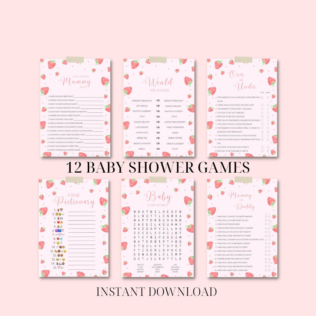 12 Berry Baby Shower Games Printable | Berry Theme Digital Download Fun ...