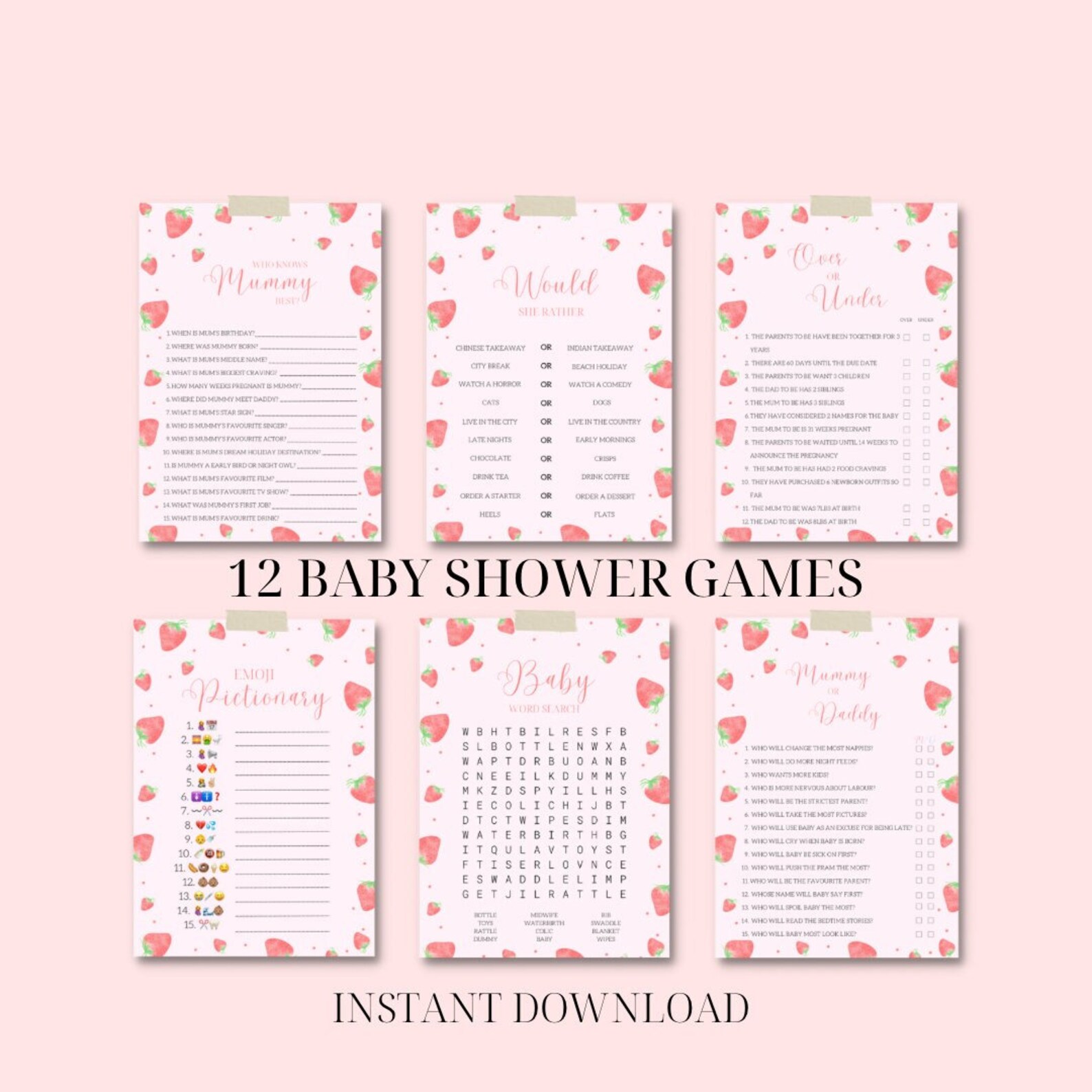 12 Berry Baby Shower Games Printable | Berry Theme Digital Download Fun ...