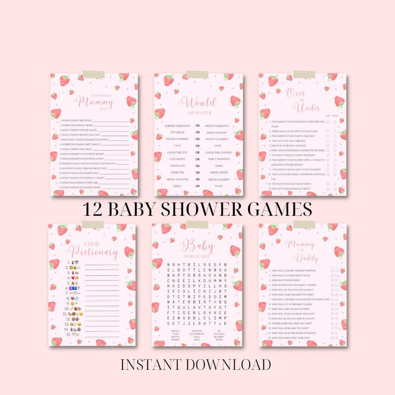 12 Berry Baby Shower Games Printable | Berry Theme Digital Download Fun ...