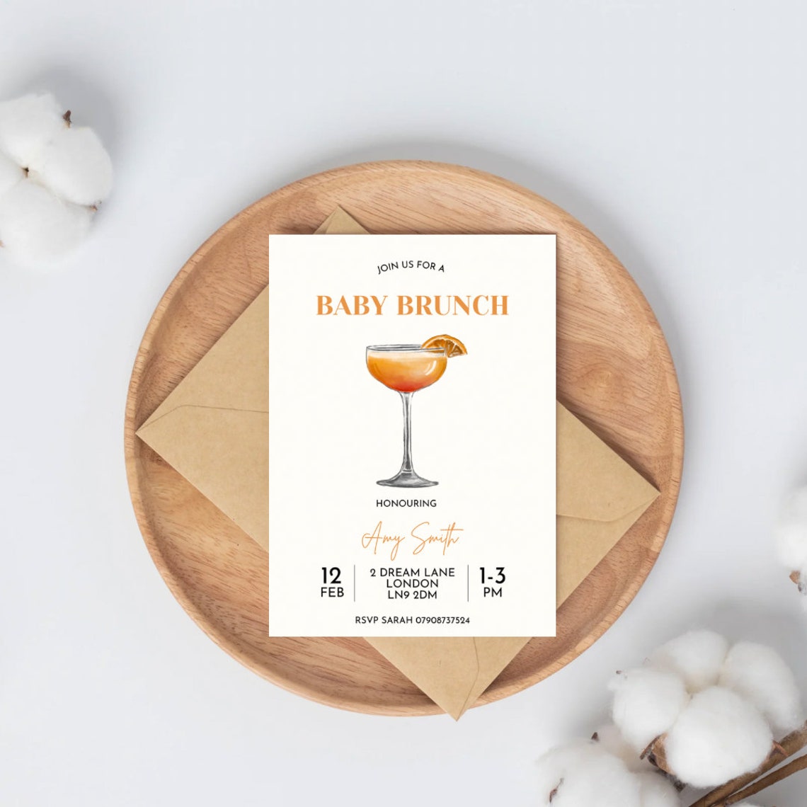 Mocktail Baby Brunch Digital Invitation Template | Cocktail Fruit Baby ...