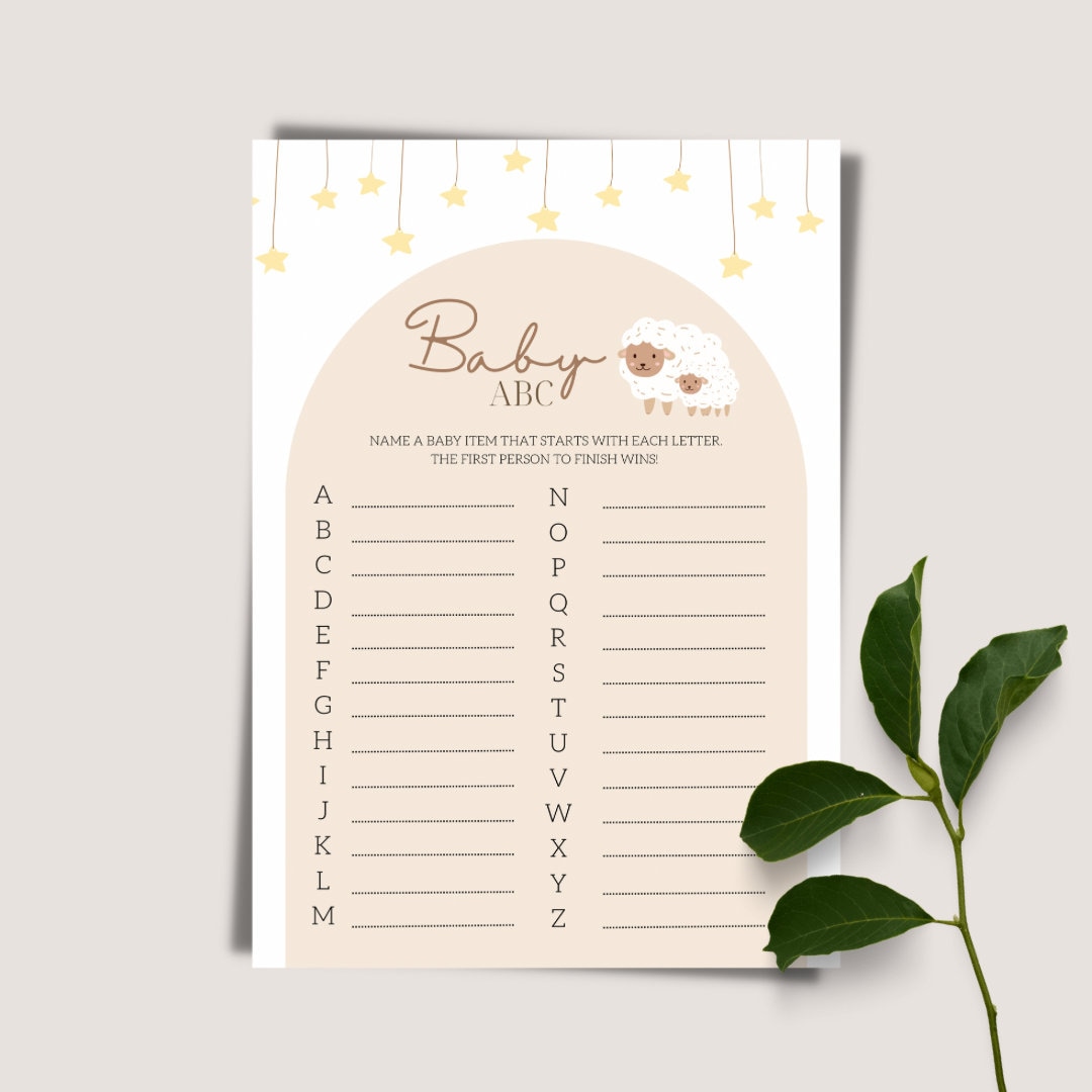 12 Little Lamb Baby Shower Games Printable Sheep & Stars Theme Digital ...